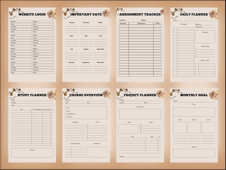 Editable Undated Student Planner Canva Template, Canva Student Planner ...