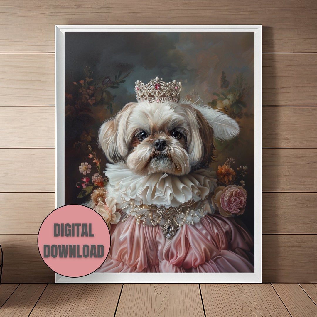 Princess Pet Portrait Memorial, Printable Wall Art Dog Lover Present ...