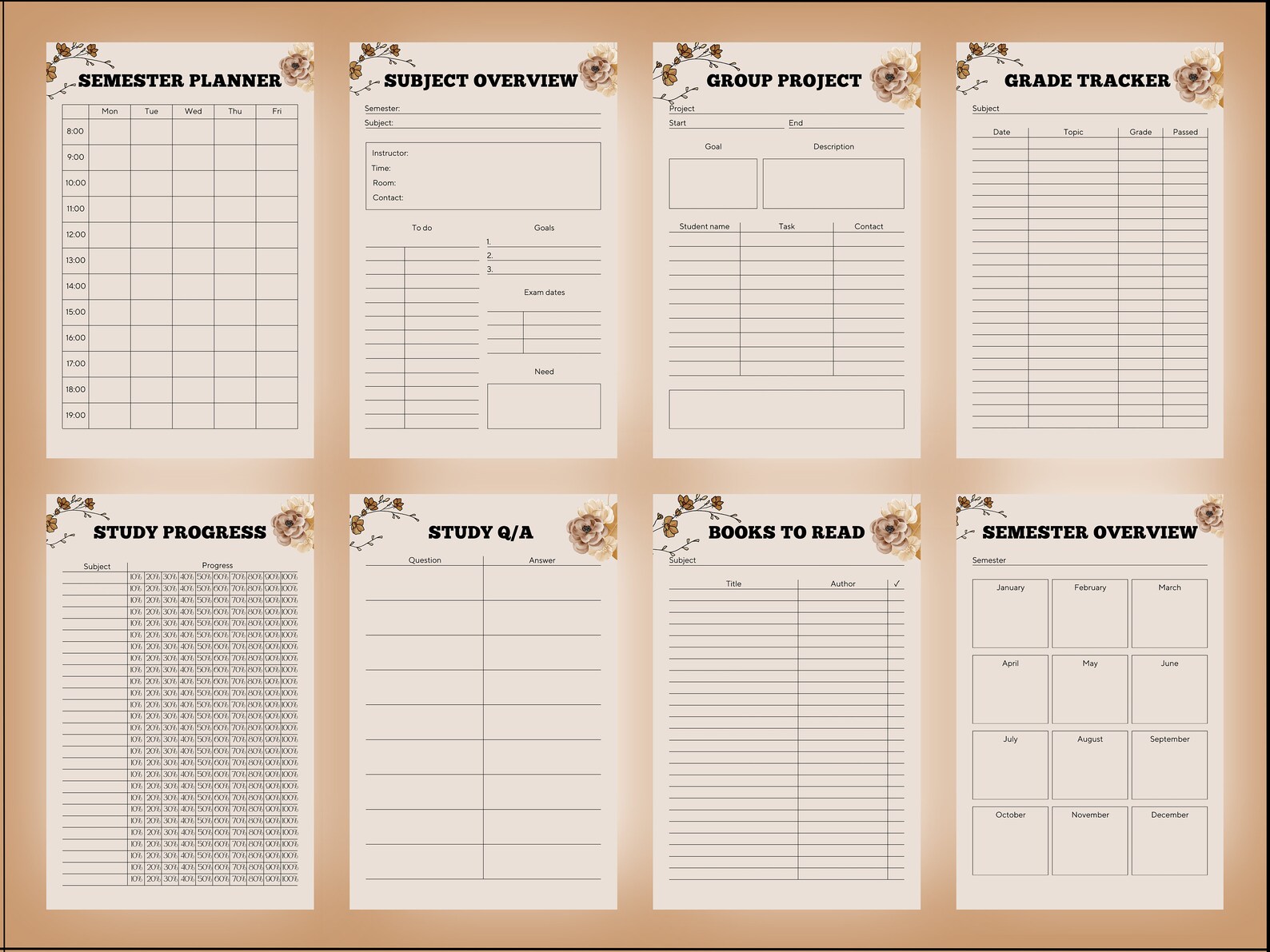 Editable Undated Student Planner Canva Template, Canva Student Planner ...