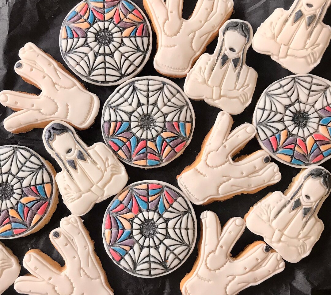Wednesday Addams Themed Cookies, Great Party Biscuit Favors. - Etsy