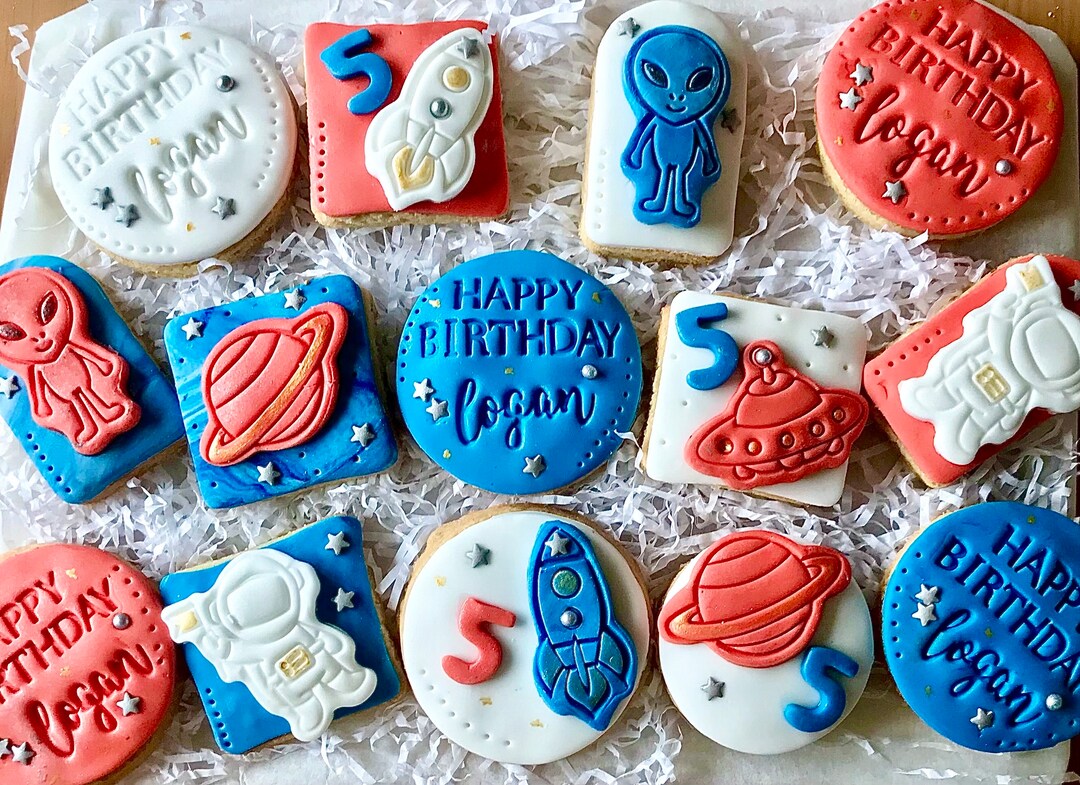 Happy Birthday Biscuits, Space Biscuits, Rocket, Planets Great Gifts ...
