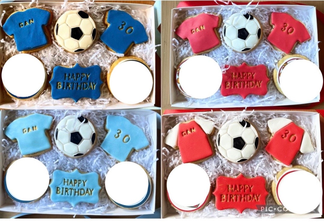 Football Biscuits, Birthday/congrats Gift Set Biscuit Birthday Gift Box ...