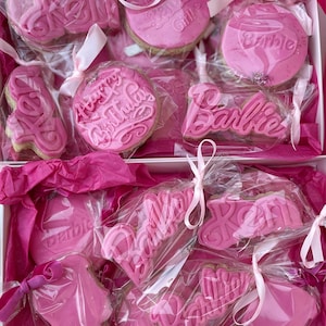Individual Pink Barbie Biscuits Party Favors, or a Birthday Gift Box of ...