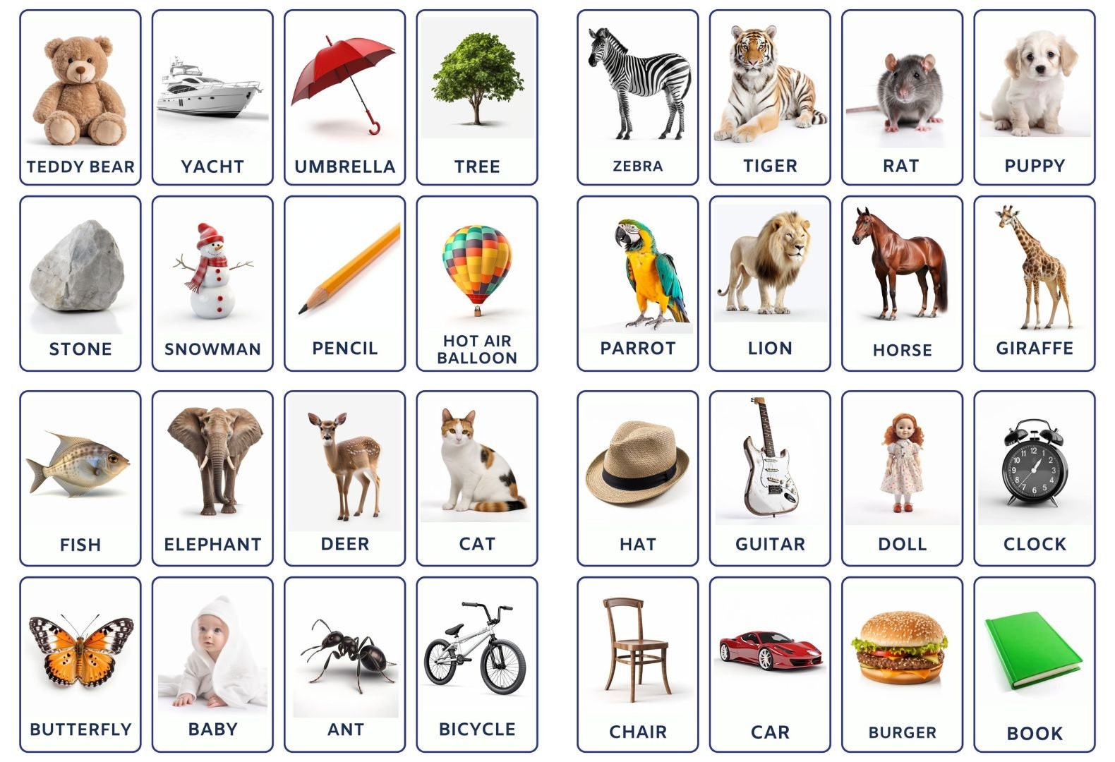32 Living & Non Living Things Flashcards, Kids Printable, Nomenclature ...
