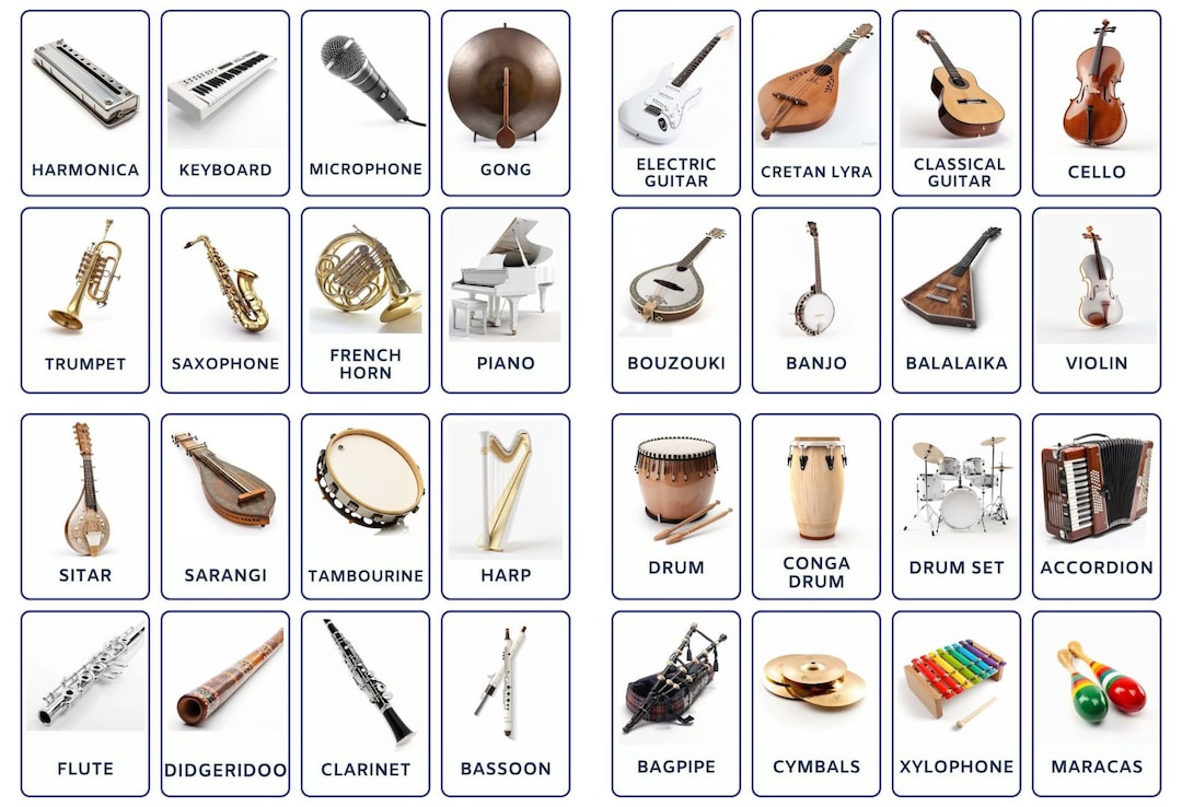 Musical Instruments 32 Editable Montessori Cards, Flash Cards ...