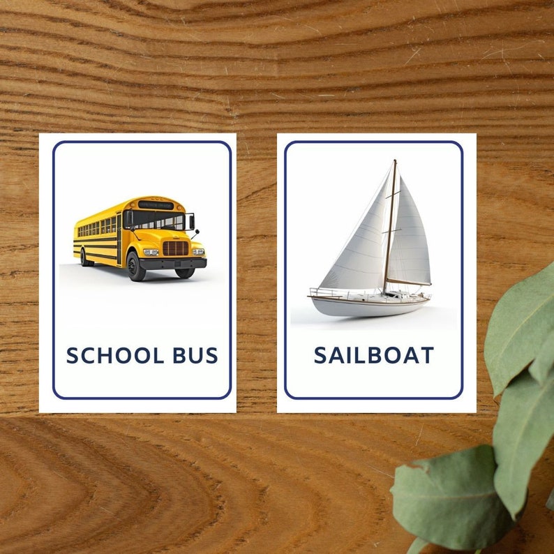 Vehicles 32 Montessori Cards, Flash Cards Nomenclature Flashcards ...