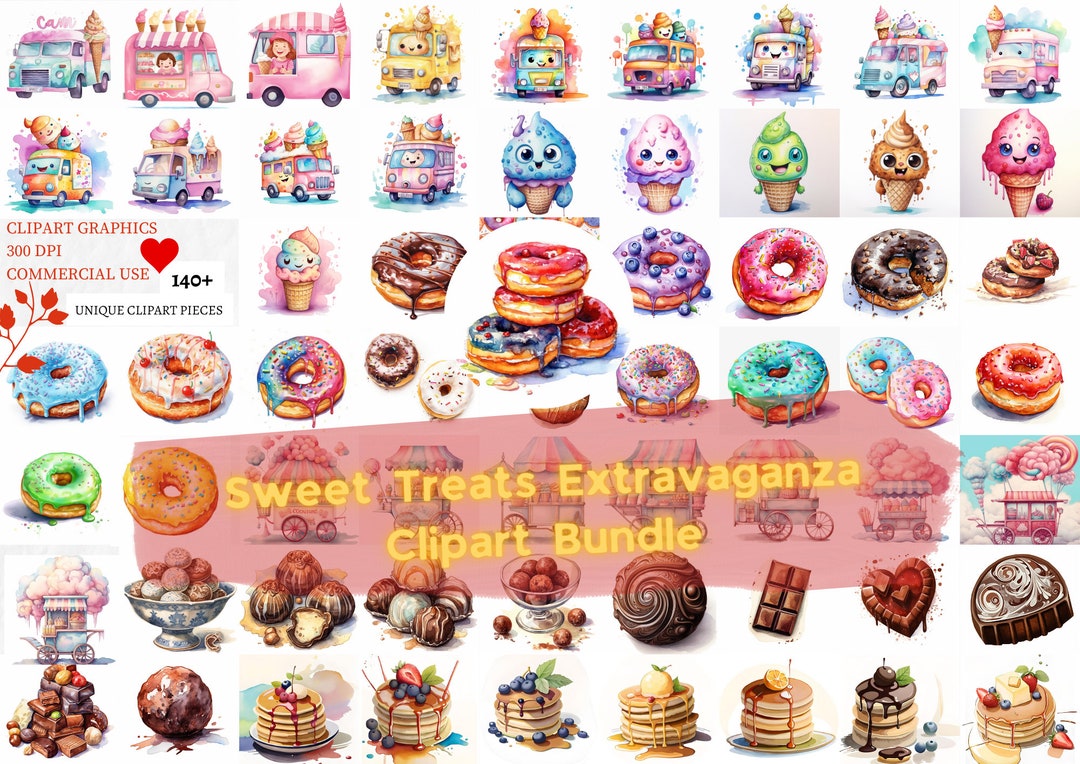 Sweet Treats Extravaganza Clipart Bundle, Including Sweet Pancakes, Ice ...
