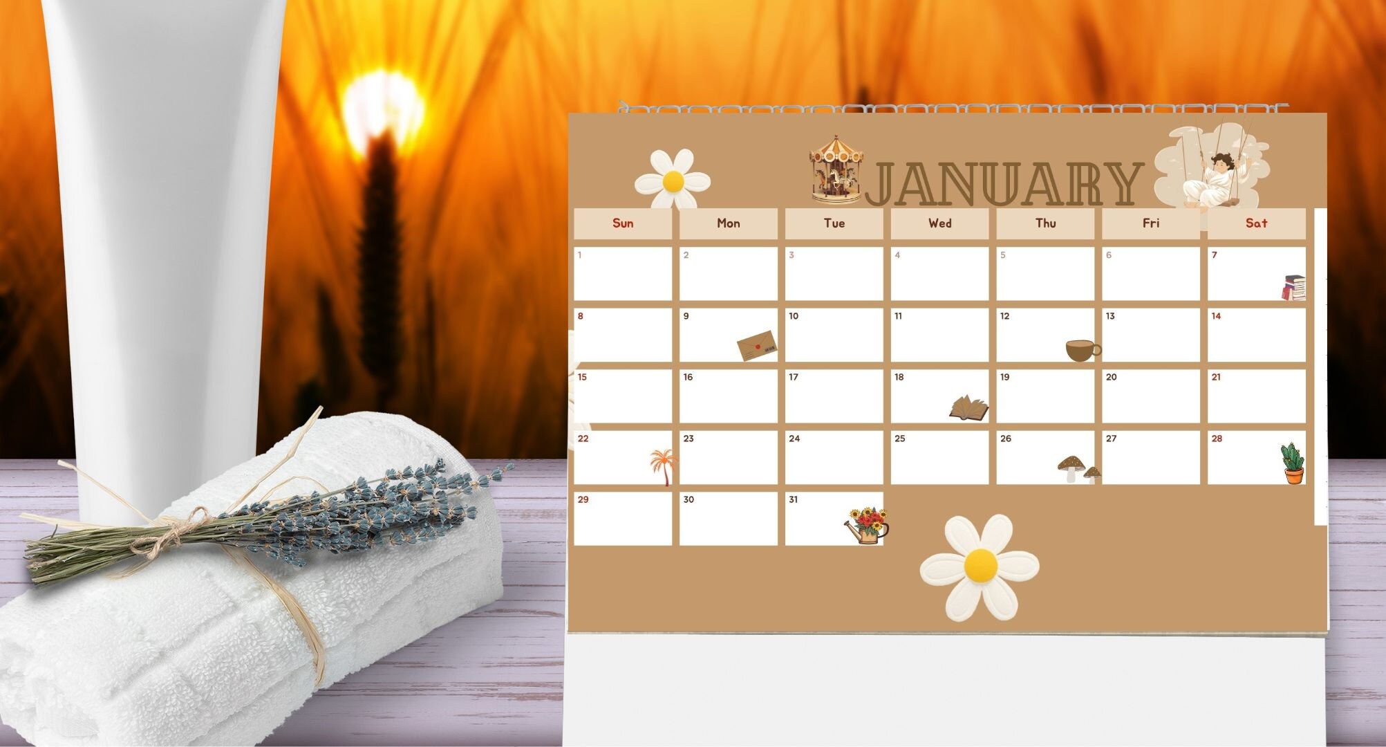 Upgrade Your Planning With Our 2023 Brown Texture Cute Cottagecore ...