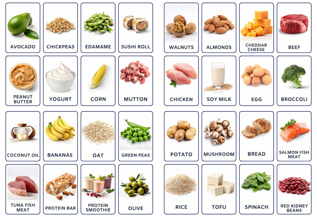 Boost Knowledge With Protein Foods, 32 Editable Montessori Cards for ...