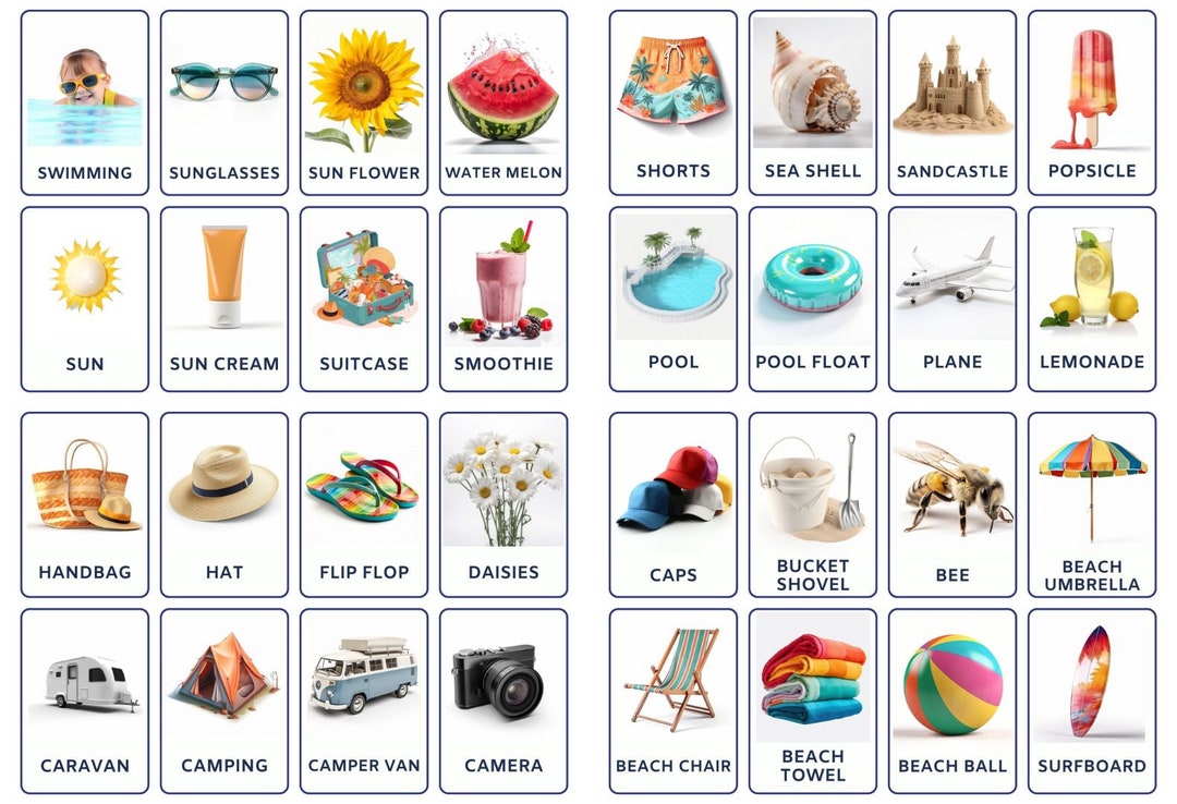 Explore Summer With 32 Flashcards, Beach, Nature, Seasons, Instant ...
