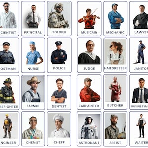 32 Professions Flashcards Designed for Children, Ideal for Montessori ...