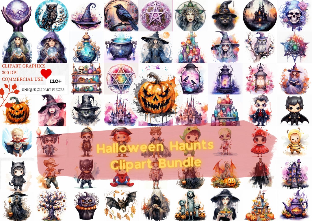 Halloween Haunts Clipart Bundle, Including Halloween Witchcraft ...