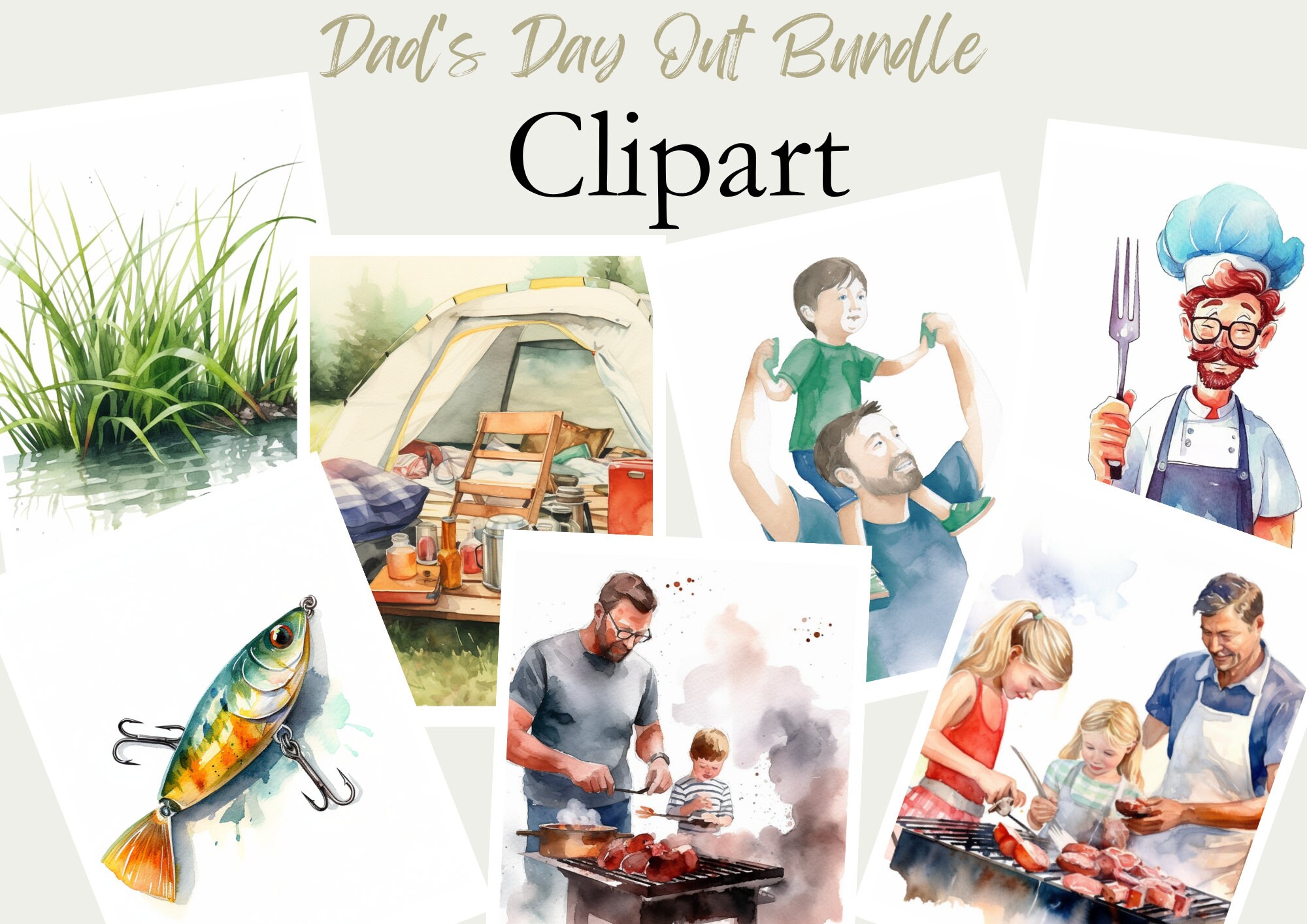 Dad's Day Out Clipart Bundle, Including Father's Day Fishing, Father's ...