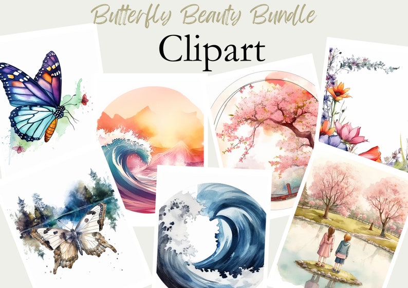 Butterfly Beauty Clipart Bundle, Including Sakura Spring Clipart ...