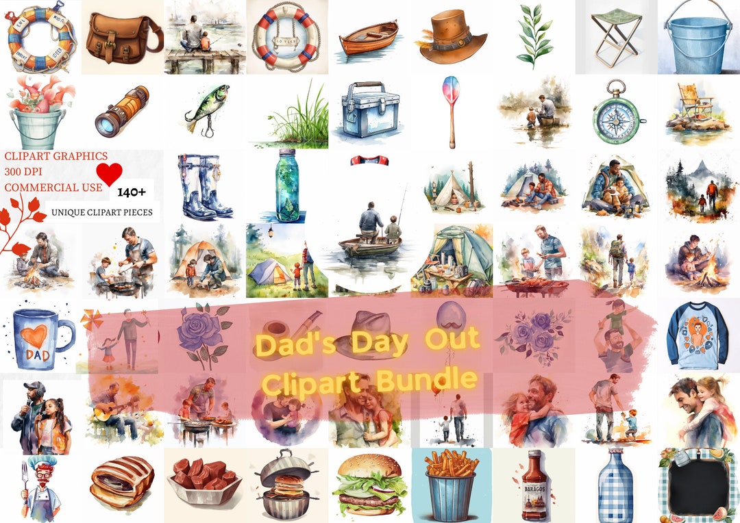 Dad's Day Out Clipart Bundle, Including Father's Day Fishing, Father's ...