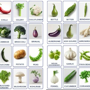 32 Printable Vegetables Types Flashcards Designed for Children Learning ...