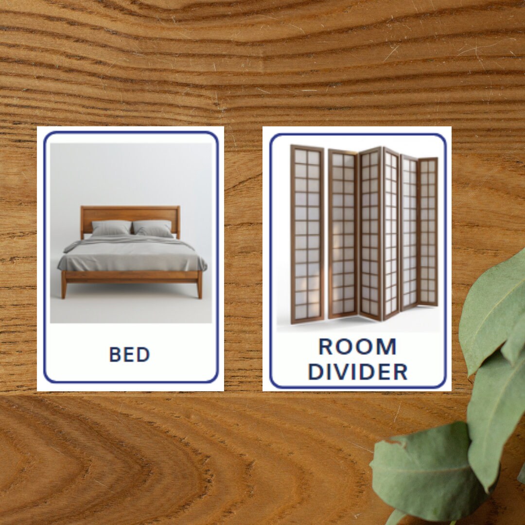 32 PNG Furniture Flashcards, Nomenclature Printable, Toddler Activity ...