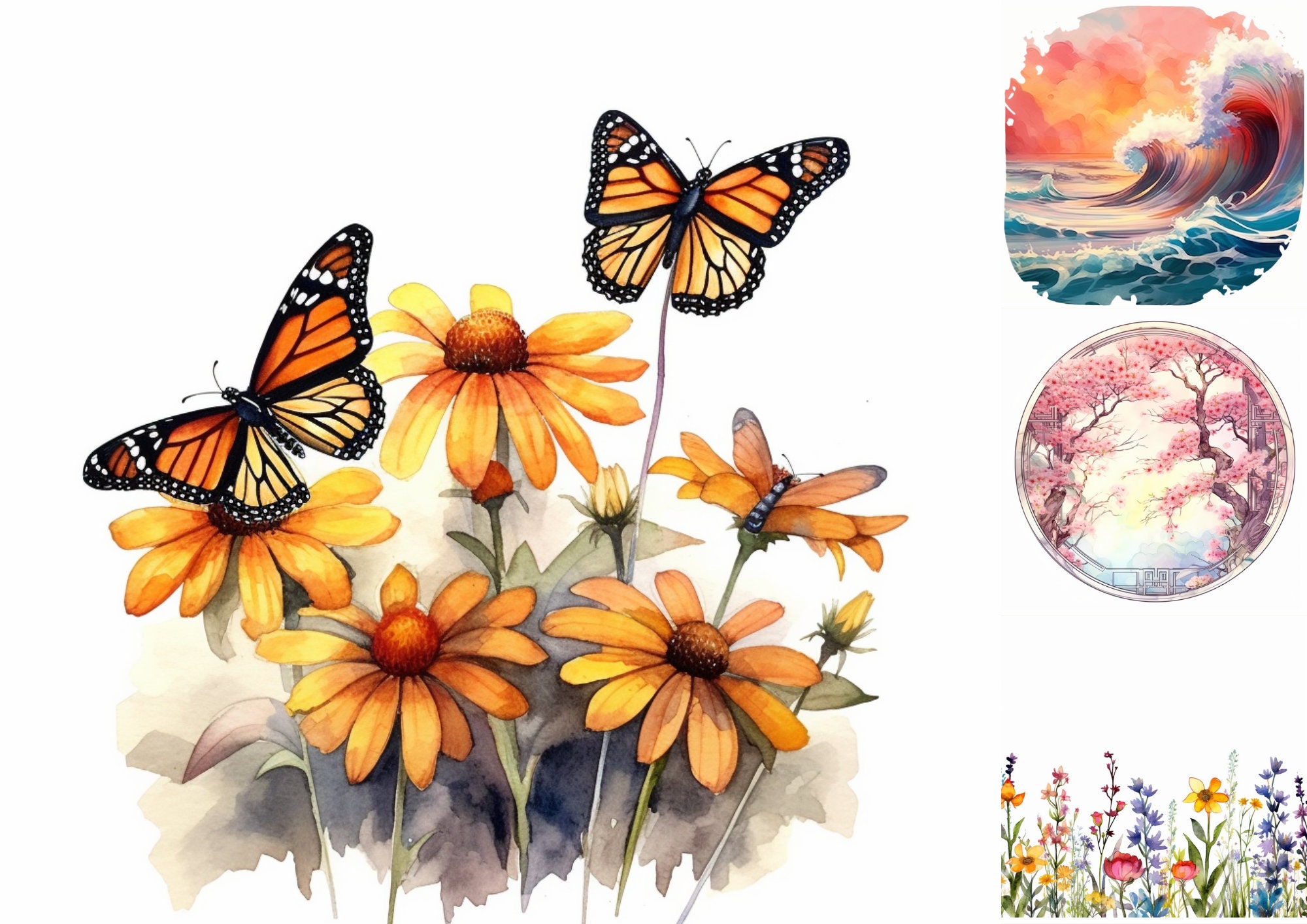 Butterfly Beauty Clipart Bundle, Including Sakura Spring Clipart ...
