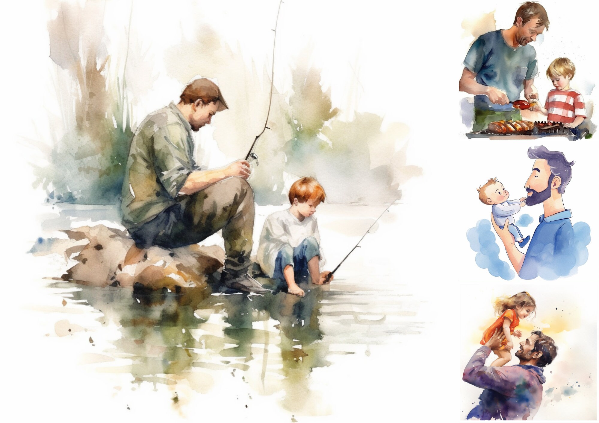 Dad's Day Out Clipart Bundle, Including Father's Day Fishing, Father's ...