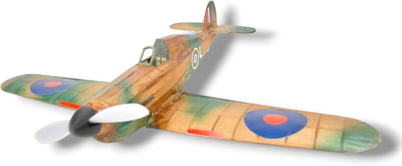 RAF Hurricane Flying Balsa Model Airplane WW2 Scale Construction ...