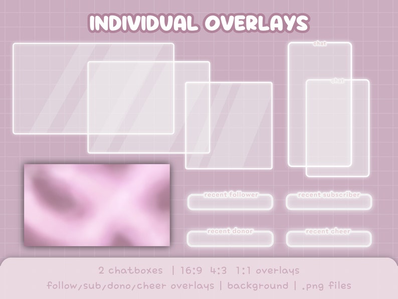 Pink/white Glow Static & Animated Twitch Package / Overlay Panels ...