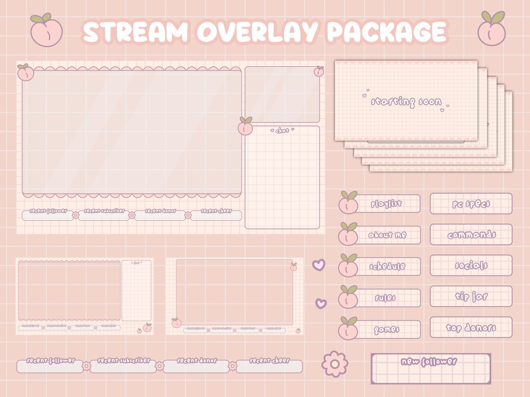 Cute Pastel Peach Animated & Static Stream Overlay Twitch - Etsy