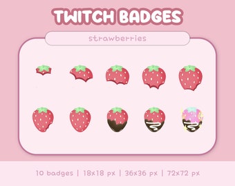 Twitch Sub Badges Kawaii Cow SET of 24 Plus 2 FLAIR Twitch Bit Badges ...