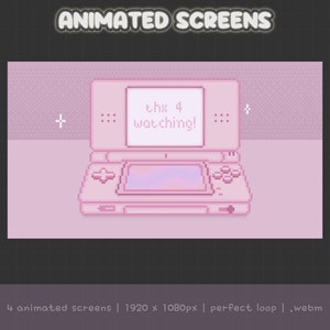 Animated Pink Pixel Art Gaming Console Stream Screens | Cute Pastel ...