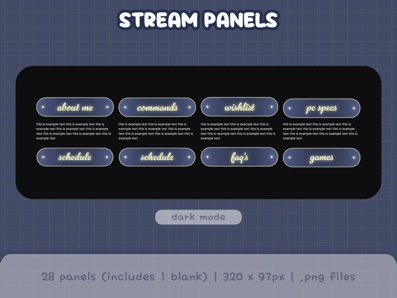 Static Stars Night Time Twitch Panels for Stream | 28 Panels (with 1 ...