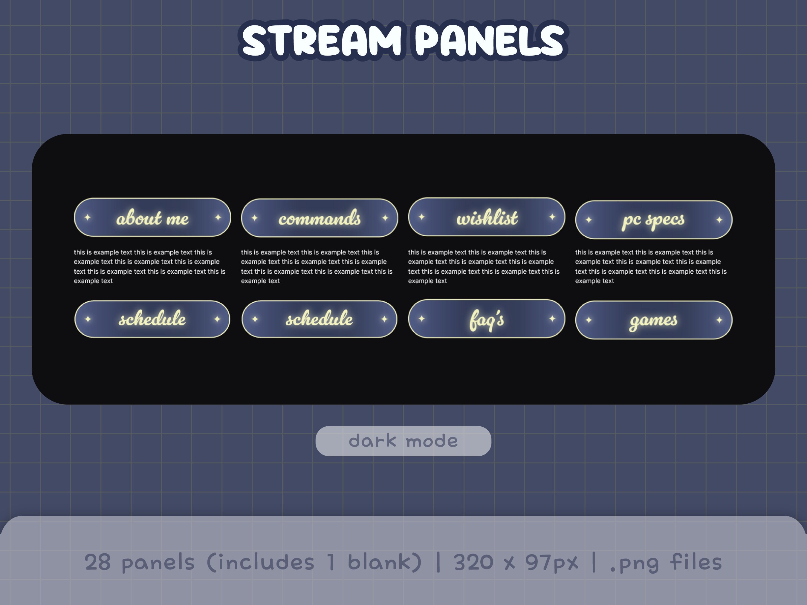 Static Stars Night Time Twitch Panels for Stream | 28 Panels (with 1 ...