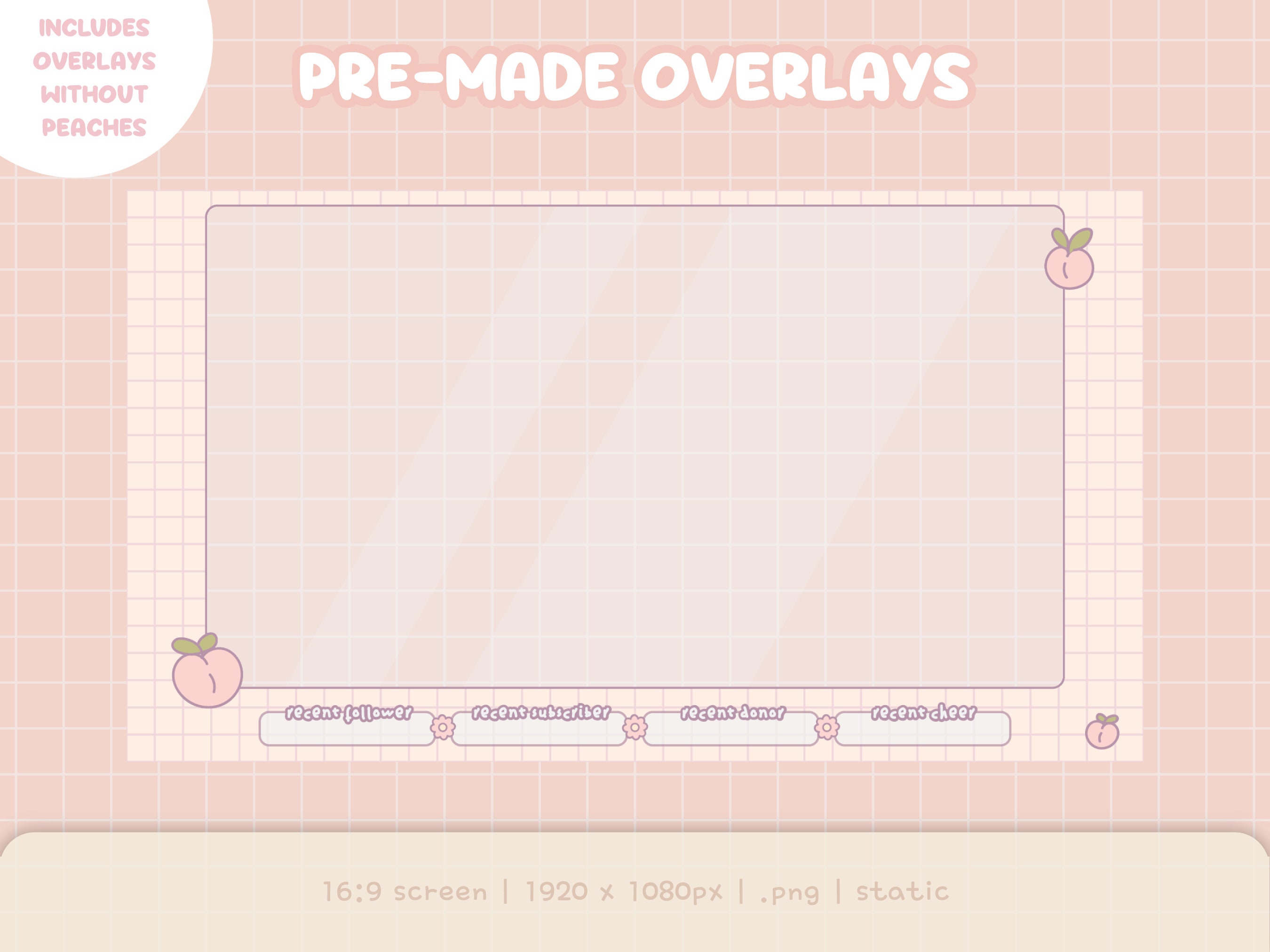Cute Pastel Peach Animated & Static Stream Overlay Twitch Package ...