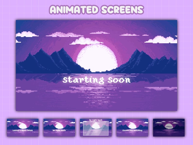 Animated Pixel Art Sunset Screens for Twitch Stream - Etsy
