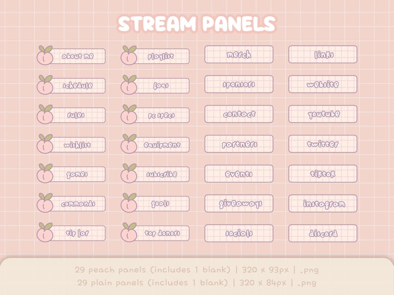 Cute Pastel Peach Animated & Static Stream Overlay Twitch Package ...