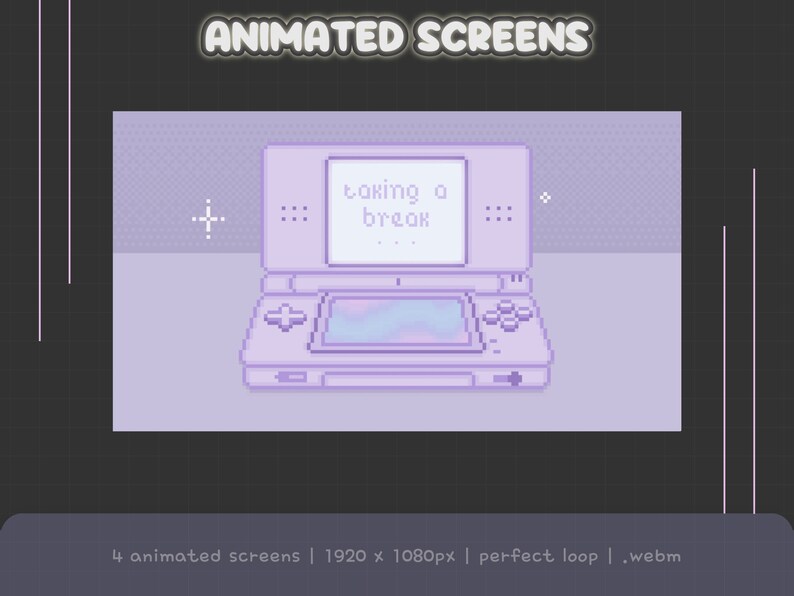 Animated Purple Pixel Art Gaming Console Stream Screens | Cute Pastel ...