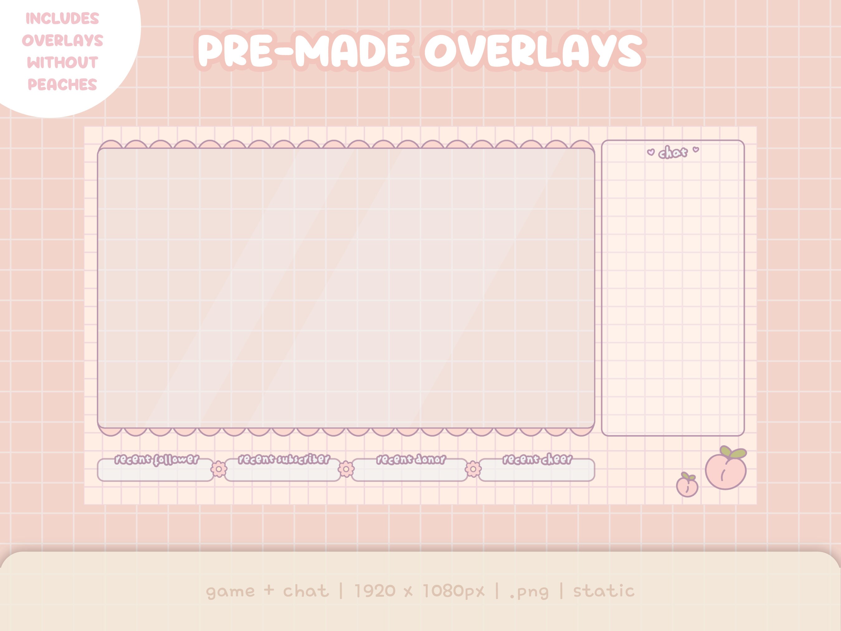 Cute Pastel Peach Animated & Static Stream Overlay Twitch Package ...