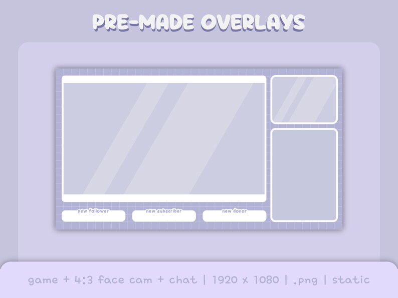 Simple Pastel Purple Static & Animated Twitch Package Cozy Cat / Panels ...
