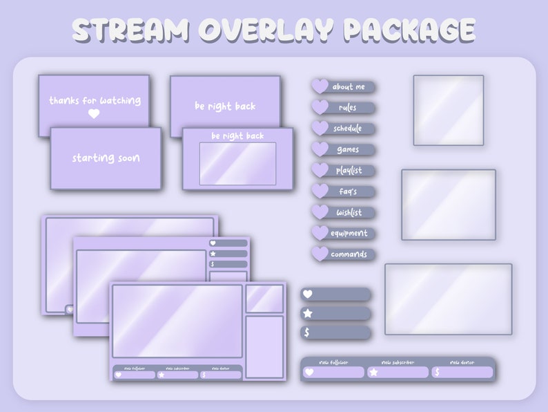 Simple Pastel Purple Static & Animated Twitch Package / Panels Stream ...