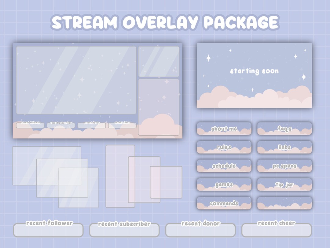 Cotton Candy Clouds Static & Animated Twitch Package / Panels Banner ...