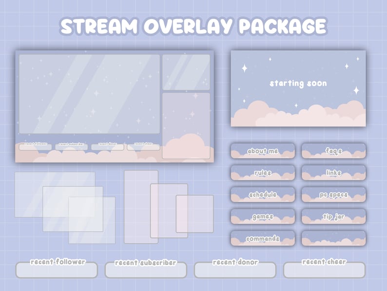 Cotton Candy Clouds Static & Animated Twitch Package / Panels Banner ...