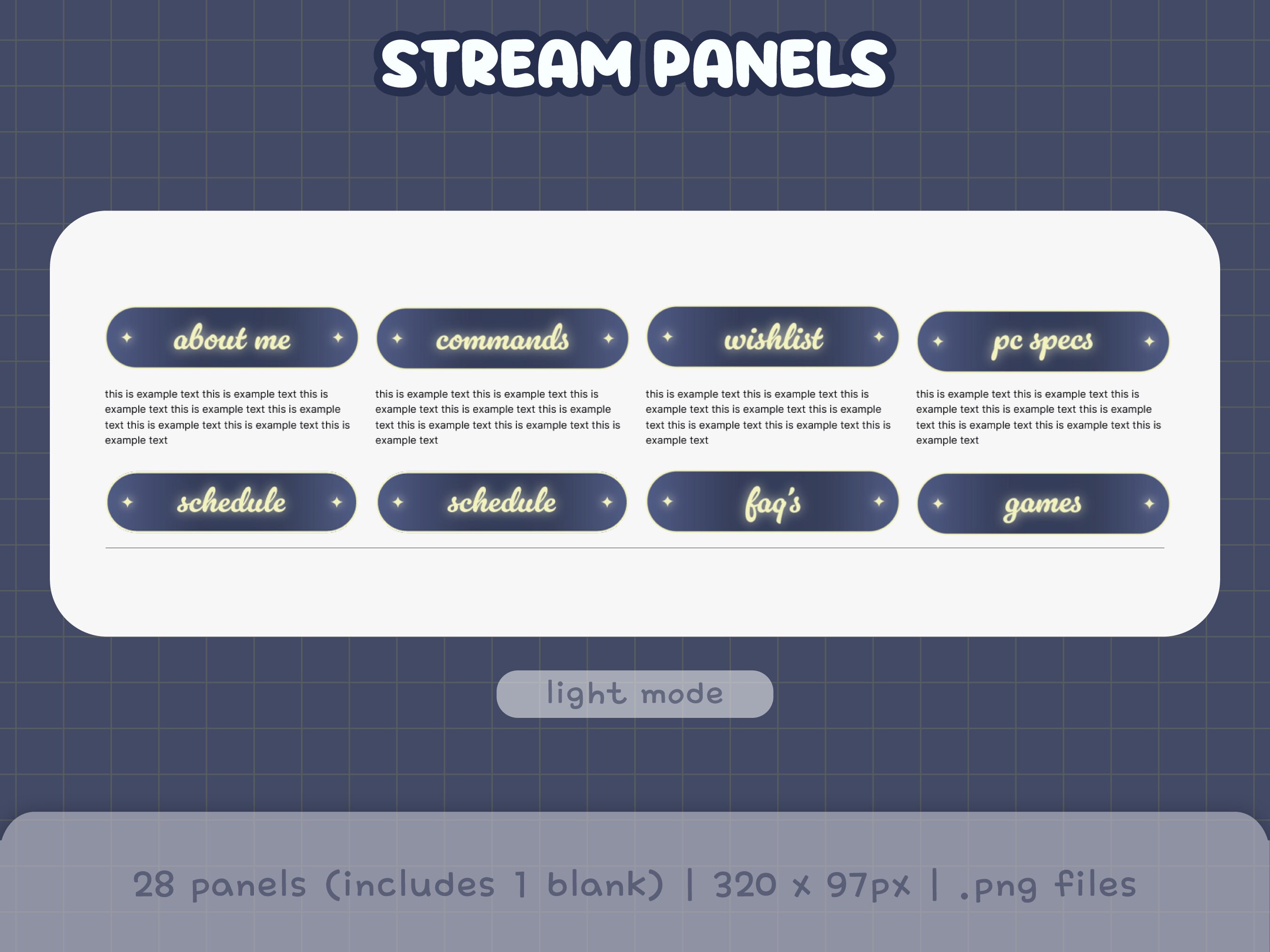 Static Stars Night Time Twitch Panels for Stream | 28 Panels (with 1 ...