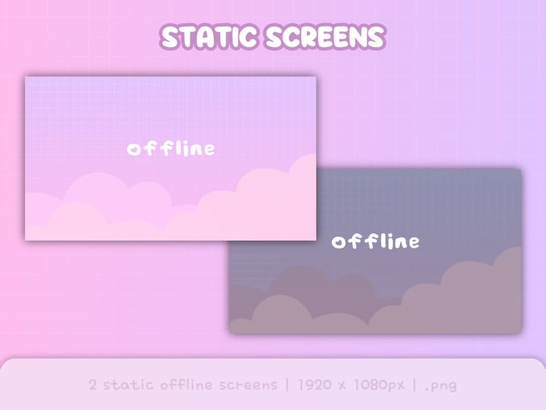 Cute Pink and Purple Static & Animated Twitch Package / Panels Alerts Banner Screens Overlay ...