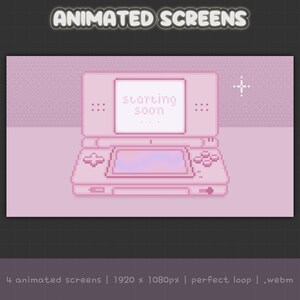 Animated Pink Pixel Art Gaming Console Stream Screens | Cute Pastel ...