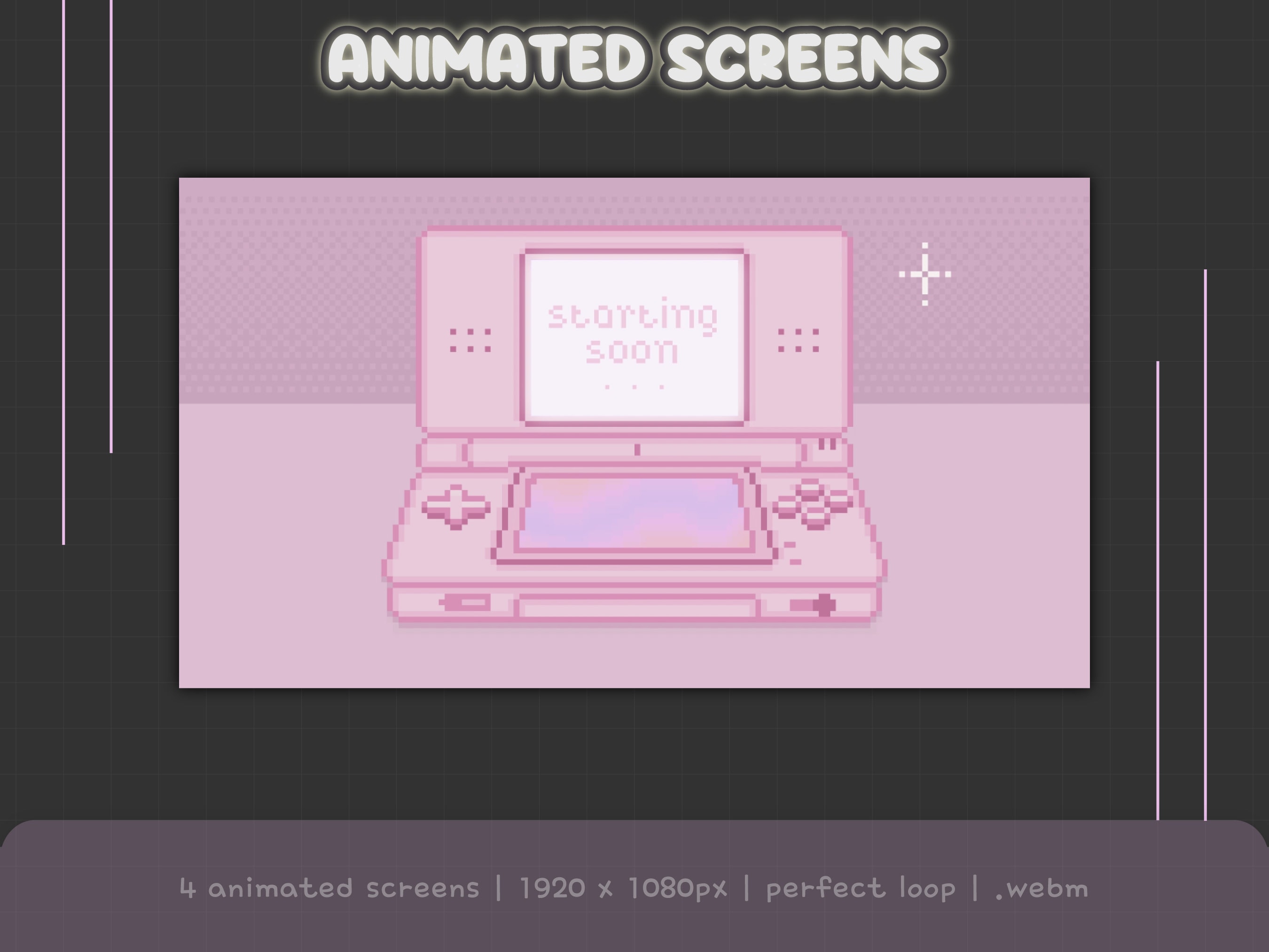 Animated Pink Pixel Art Gaming Console Stream Screens | Cute Pastel ...