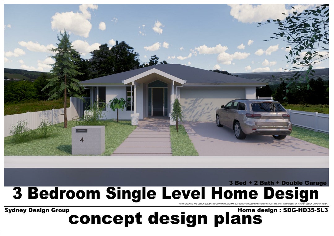 3 Bed House Design Concept Design Plans. Dimensions in Both Imperial ...