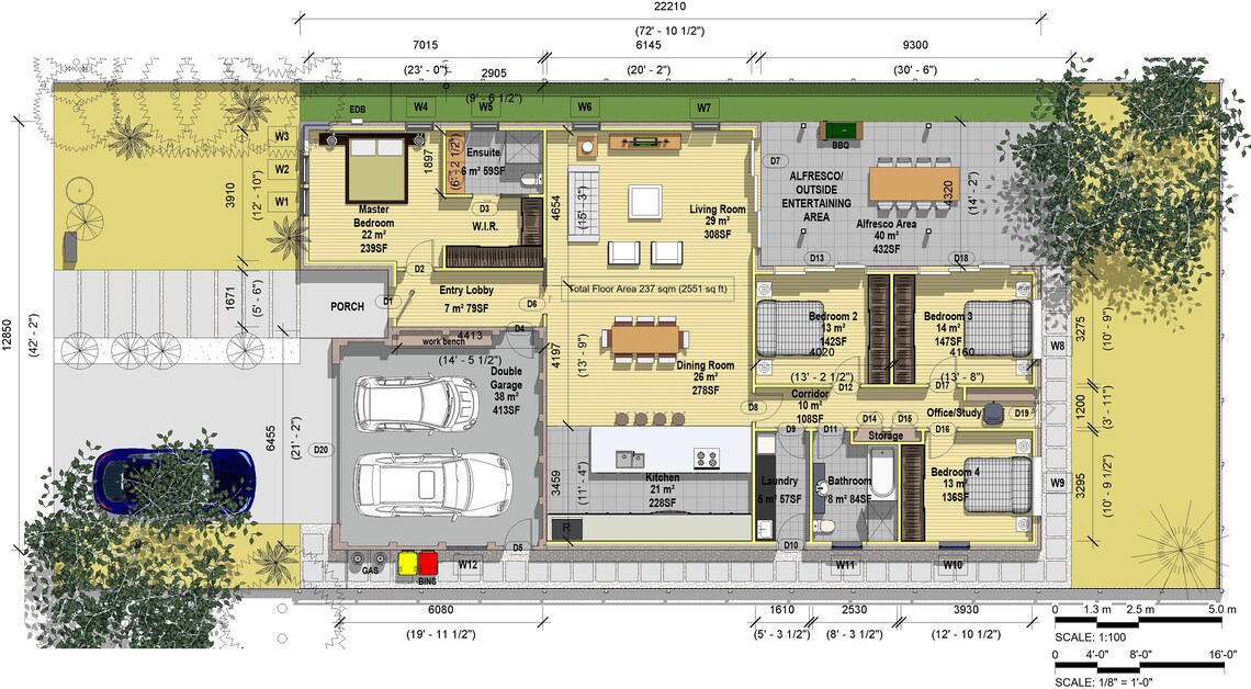 4 Bed House Design - Concept Design Plans. Dimensions in Both Imperial ...