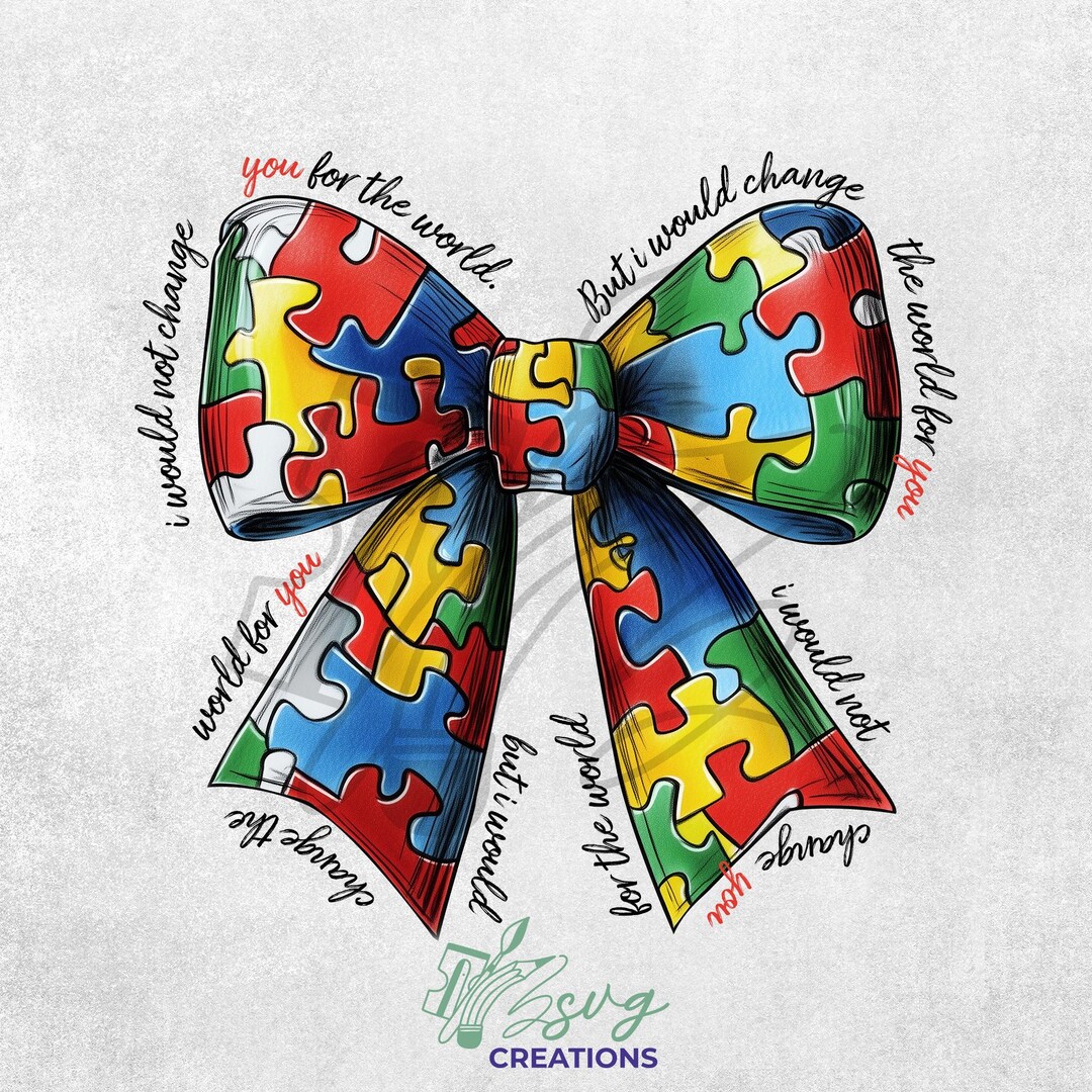 Austim Bow, Autism Png, Autism Awareness Png, Coquette Bow Png, Austism ...