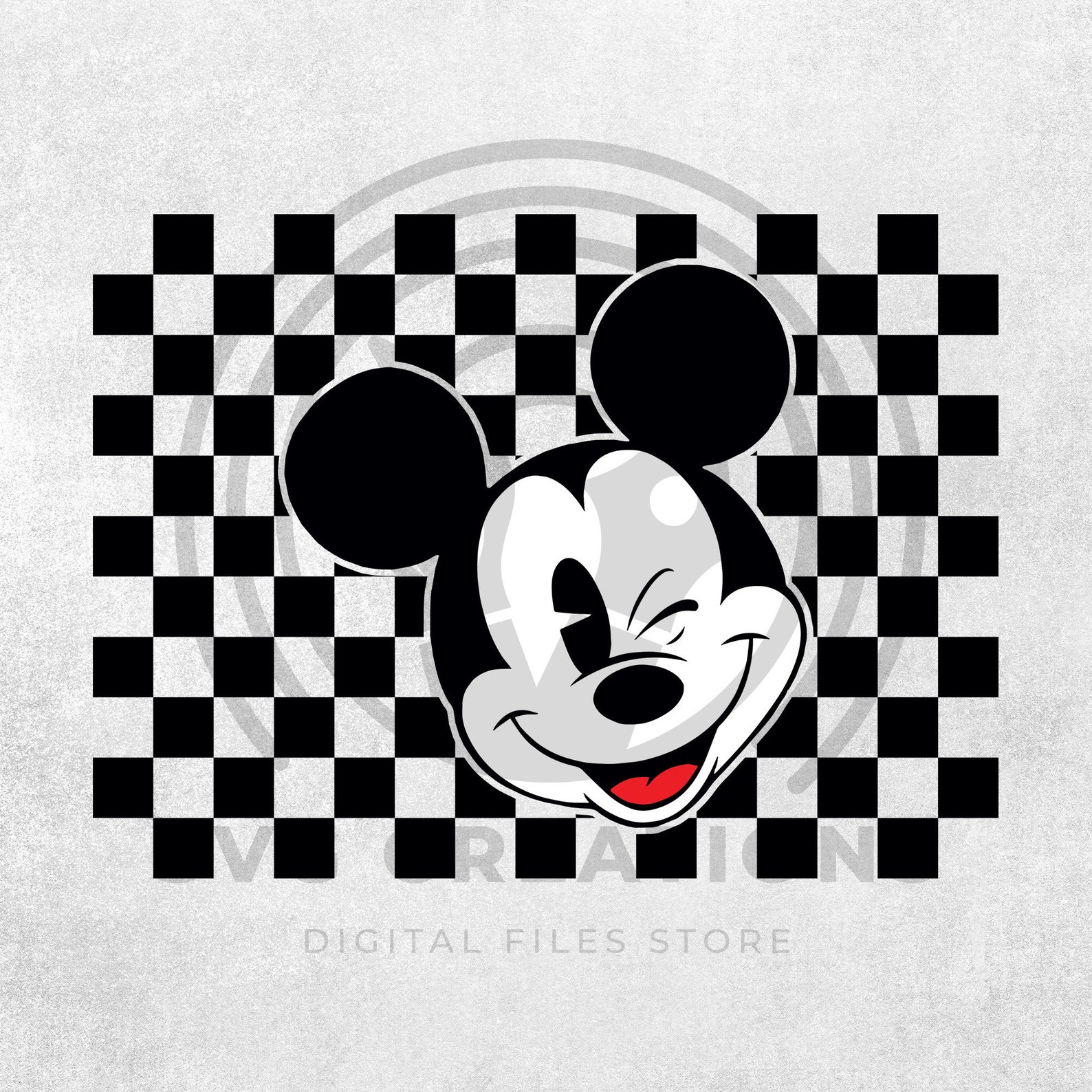 Mouse Checkered Svg, Mouse and Mickey Silhouette, Retro Friends ...