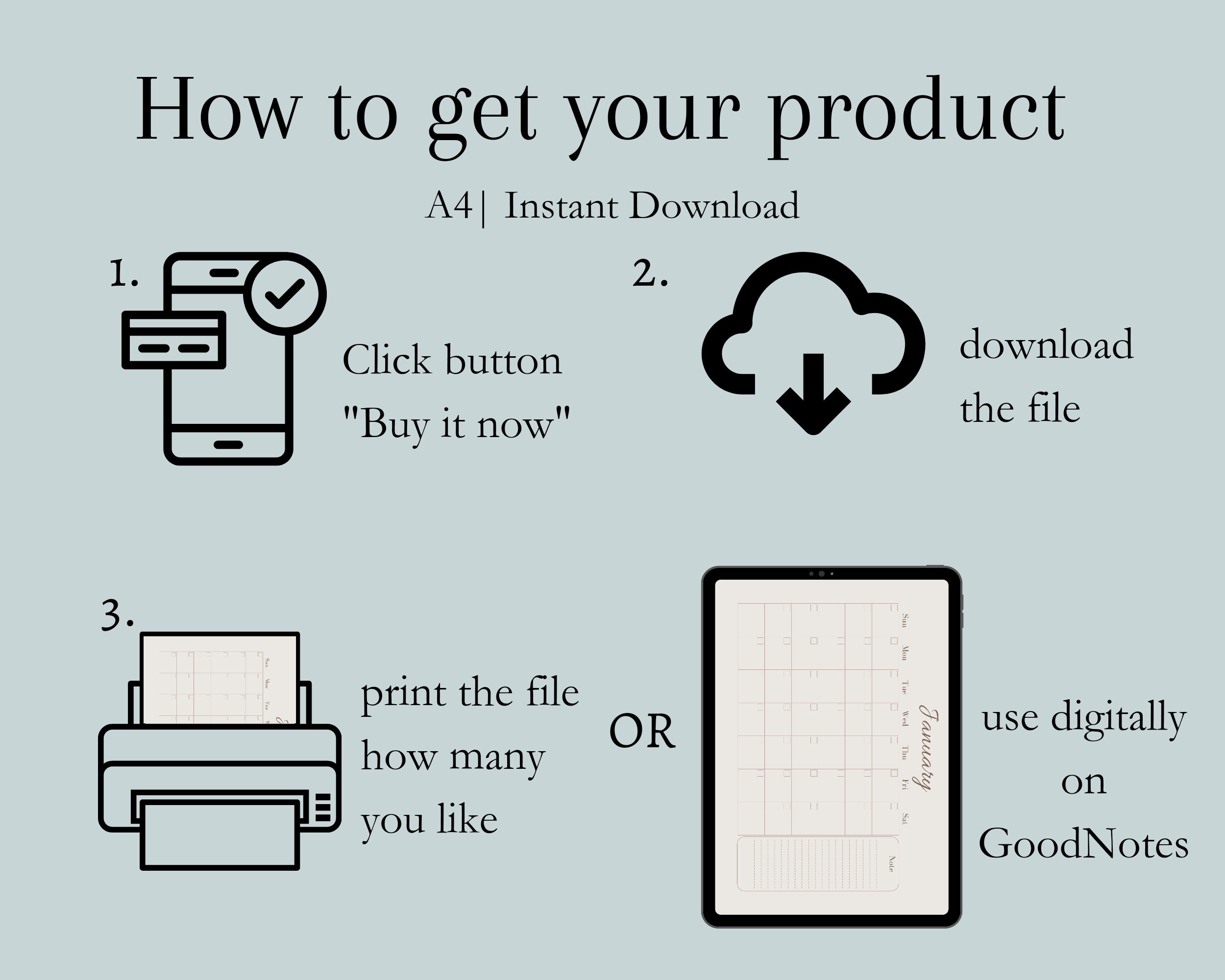 Blank Monthly Calender With Notes Landscape, Undated Monthly Planner ...