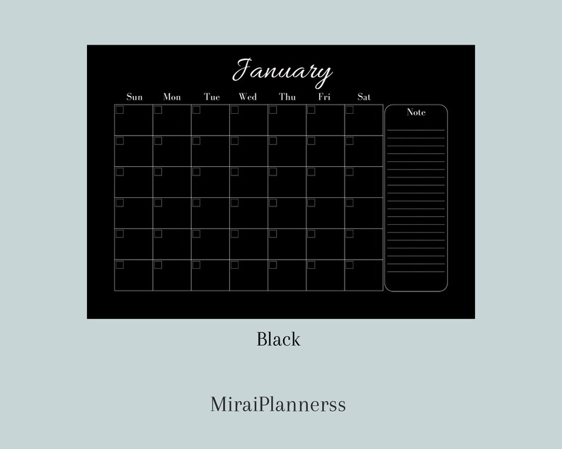 Blank Monthly Calender With Notes Landscape, Undated Monthly Planner ...