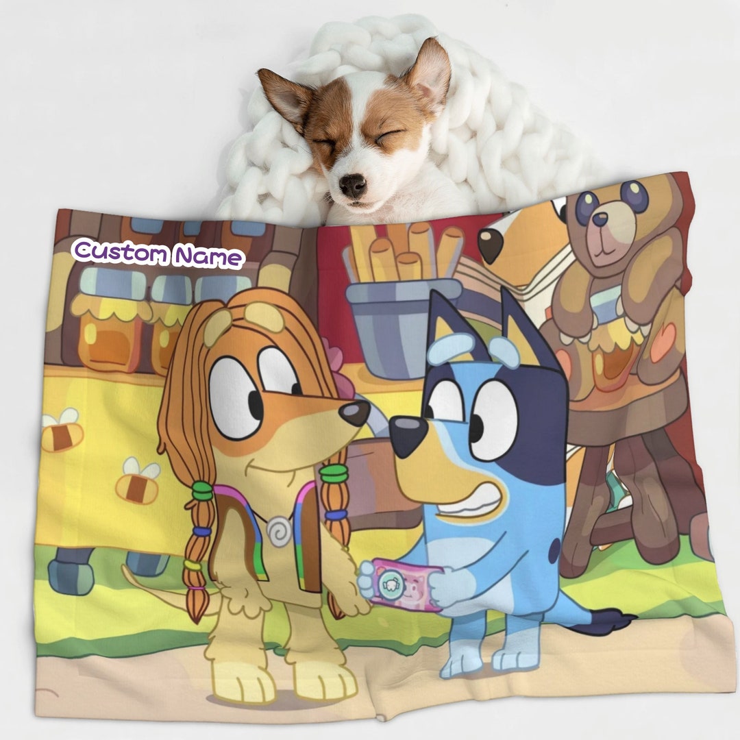 Custom Name Bluey Blanket Personalized Flannel Print Throw - Etsy